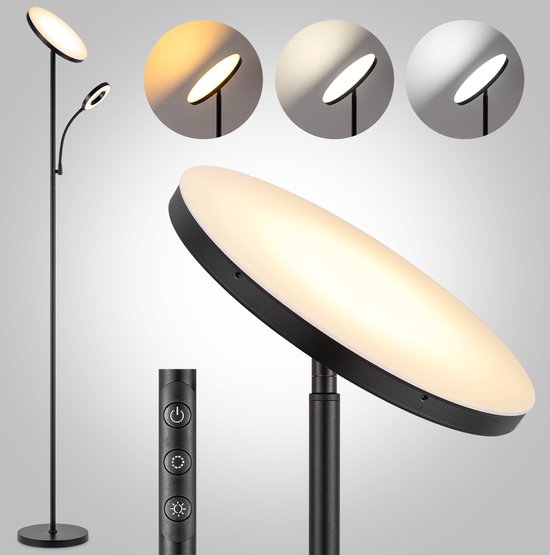Home Sweet Home Vloerlamp - Staand met dimbaar leeslamp - Zwart - 25/25 ...