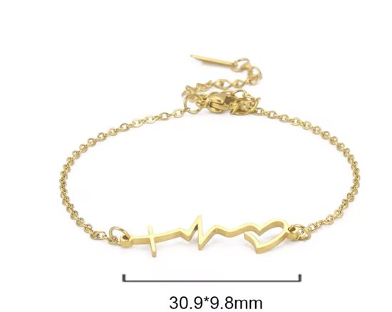 RvS goudkleurige armband met hartritme afbeelding | bol
