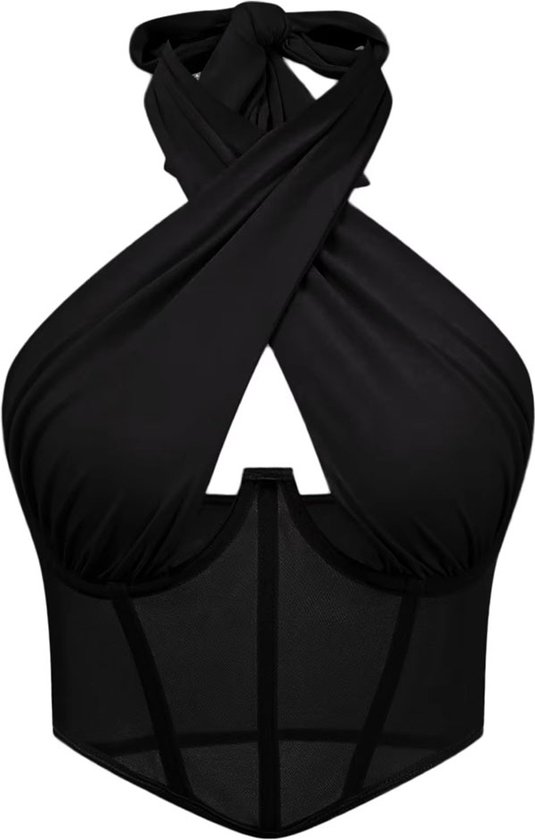 Sexy Cross Halter Top - Open Dames Lingerie - Zwart - Shirt - Topje ...