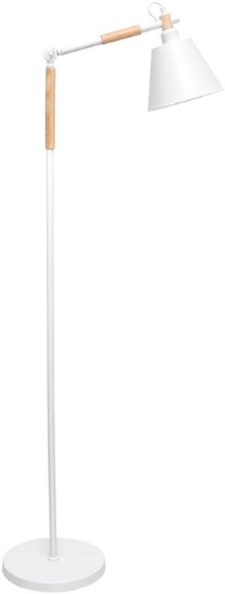 Vloerlamp OSLO, Wit met Houten Details, Draaibaar in Meerdere ...