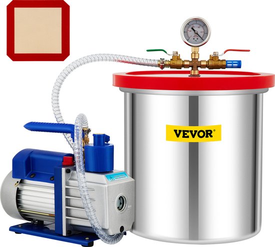 VEVOR 5 CFM Vacuümpomp 1 Traps met 5 gallon Vacuümkamer ...
