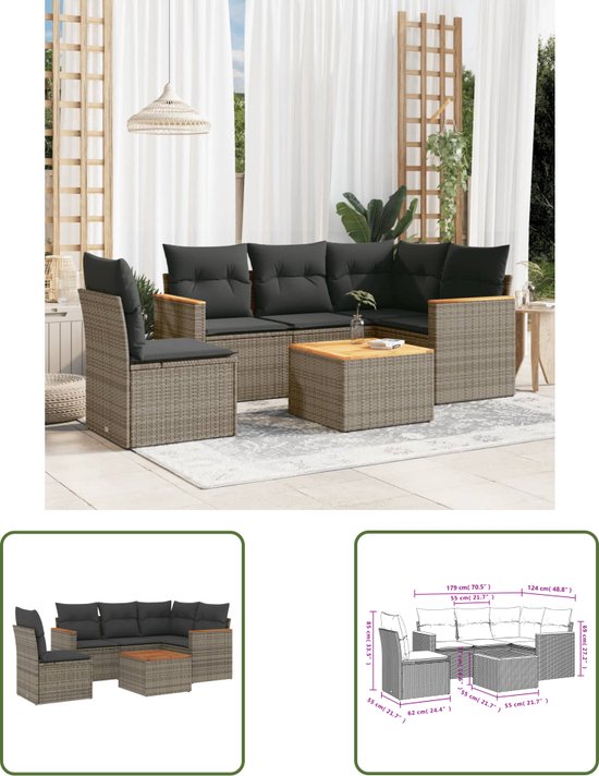 vidaXL Loungebank - Tuin Lounge Set - 6-delige Loungeset met kussens ...