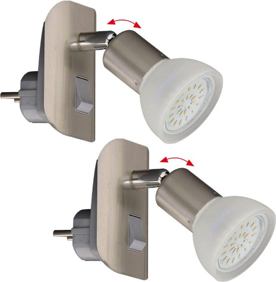 Trango Set van 2 led-stekkers 11-242 *CALI* in nikkelmat met glazen kap ...
