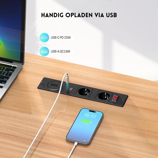 StayPowered Inbouw Stekkerdoos - Strak Design Voor Een Opgeruimd Bureau ...