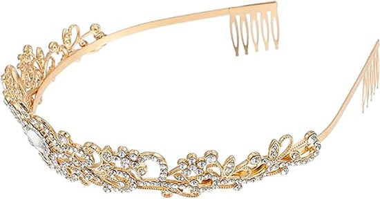 Kroon voor dames-Prinsessenkroon-Diadeem-Kroon-Gouden tiara-Strass ...