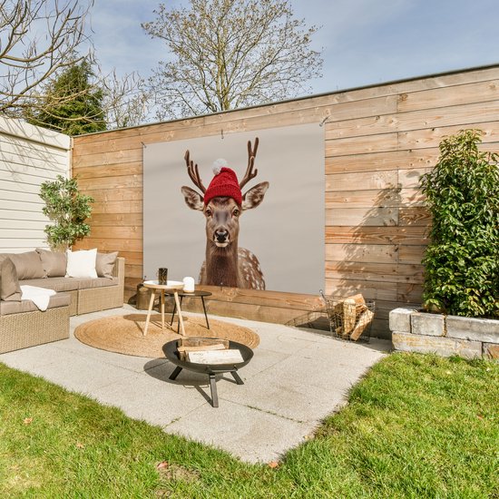 Muurdecoratie buiten Hert - Kerst - Muts - Dieren - Winter - Grappig ...