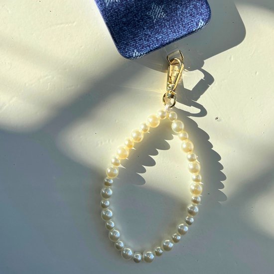 Ronde parel telefoonketting met universele telefoonhouder | ca. 30 cm ...