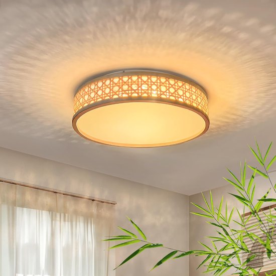 LED plafondlamp Bamboe - vintage design - dimbaar - 40cm - bamboe ...