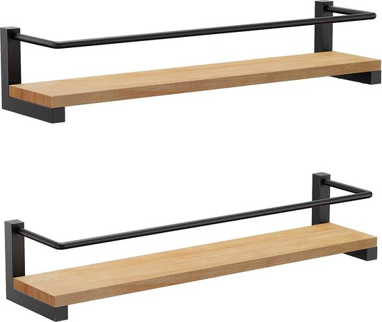 Houten Kruidenrek - Keuken Organizer - 2-delige set - Hout - 40x9x7cm | bol