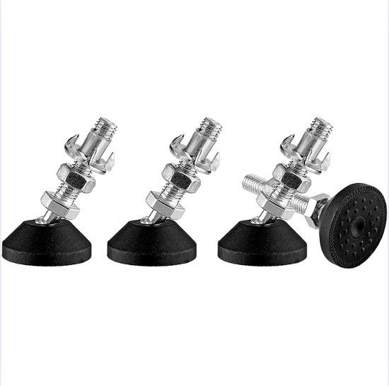 4 x M8 x 30 mm stelpoten met stille antislip rubberen voet, M8 ...