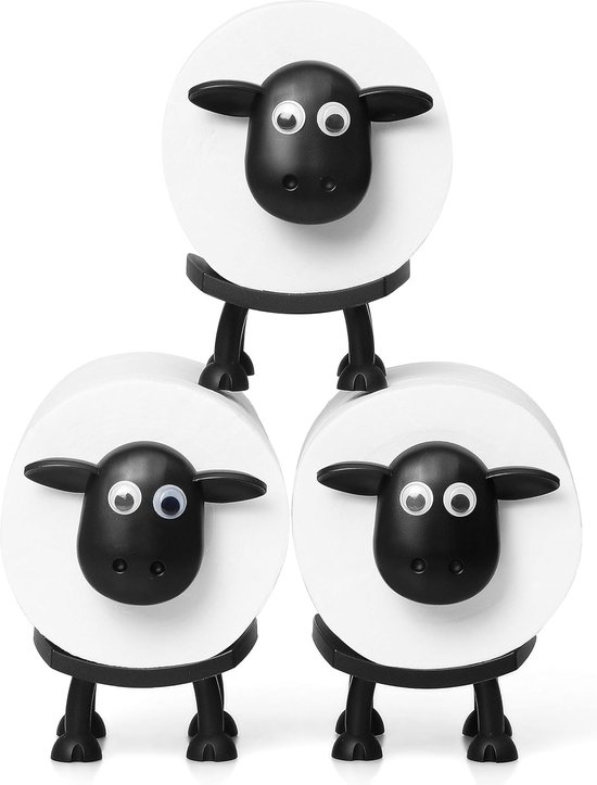 Vrijstaande WC Rolhouder - 3 Stuks Grappig Toiletpapier Houder - Zwart ...