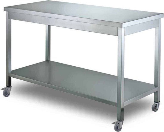 HCB® - Professionele Werktafel op wielen - 120 x 70 x 85 cm - RVS ...