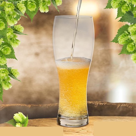 Set van 6 klassieke bierglazen van 500 ml (max. 660 ml) van glas, hoog ...