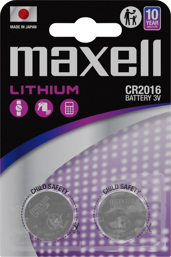 Maxell CR2016 Lithium Knoopcelbatterij - 2 stuks | bol