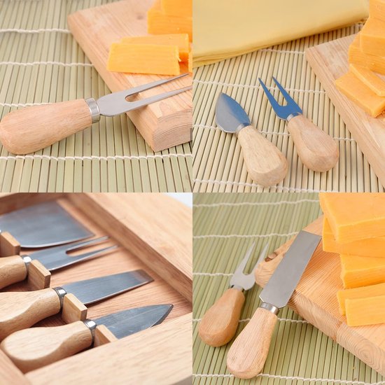 7-delige kaasmessenset, kaasmes, minikaasmes met houten handvat ...