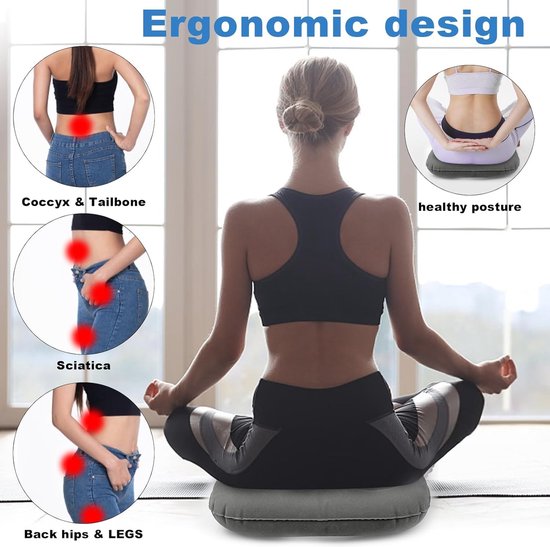 Ergonomisch Opblaasbaar Zitkussen voor Rug- en Stuitpijn, Universeel ...