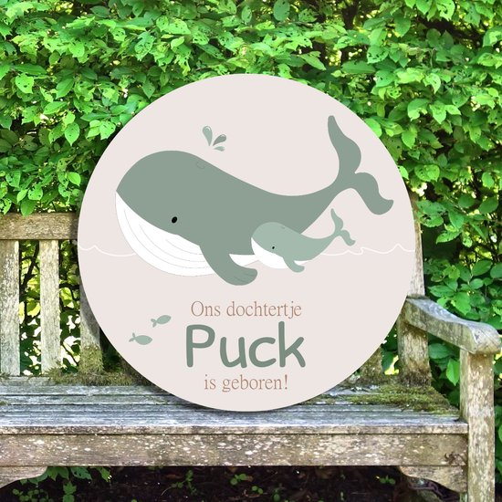 Welkomukkie.nl - Geboortebord tuin - buiten - walvis met kindje - blauw ...