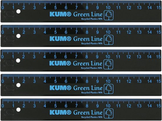 Duurzame Linialen Set 15 cm - Groen Lijn - 5 Stuks School & Kantoor. | bol