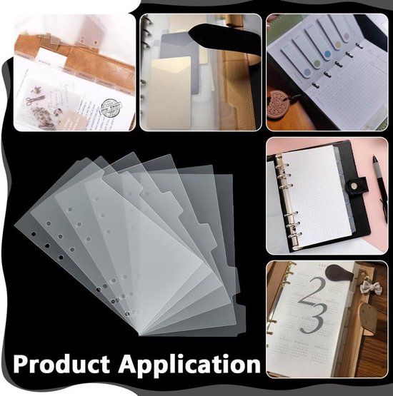 Set van 4 tabbladen - Transparante map met ring - Verticale kunststof ...