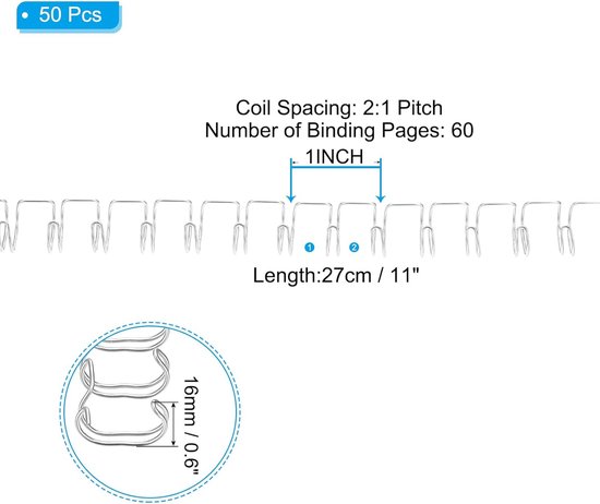 3/8" Double Loop Wire Binding Combs - 50pcs Metal Double Loop Binding ...