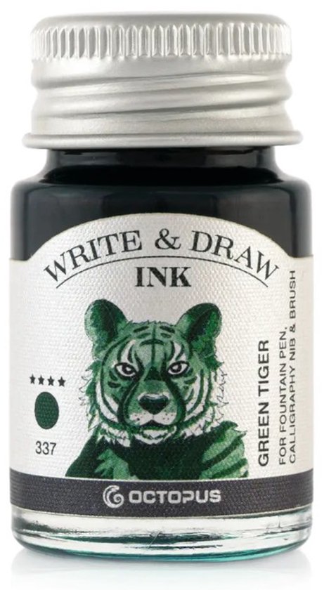 Glazen dip pen set in doosje - Rood - Potje Octopus inkt green tiger | bol