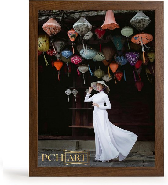 Grote fotolijst 70x100 cm walnoot strak design voor muur en tafel | bol