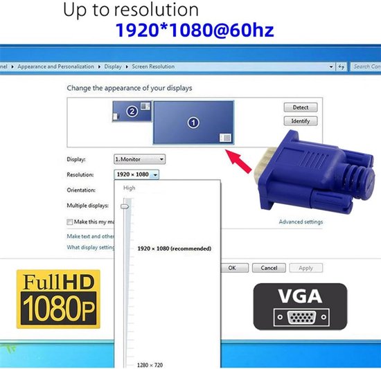 VGA Dummy Plug voor Headless Display Simulatie 1920x1080p | bol