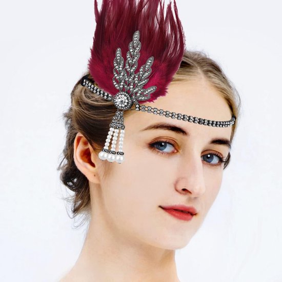 Hoofdband Jaren '20 Stijl met Veren en Kristallen - Flapper Accessoire ...