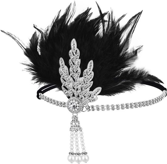 Hoofdband Jaren '20 Stijl met Veren en Kristallen - Flapper Accessoire ...