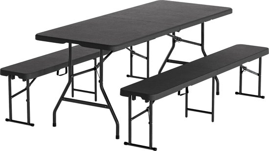 LifeGoods Inklapbare Picknickset - 180cm x 74cm - Tuintafel met 2 ...