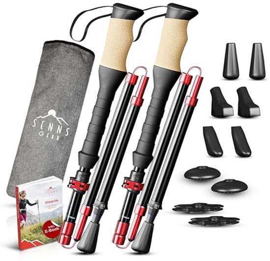 Opvouwbare Aluminium Wandelstokken met Tas - Stabiele Nordic Walking ...