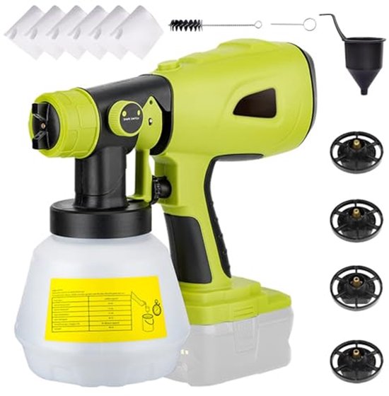 Draadloze elektrische verfspuit met 1000 ml container - Handige en ...