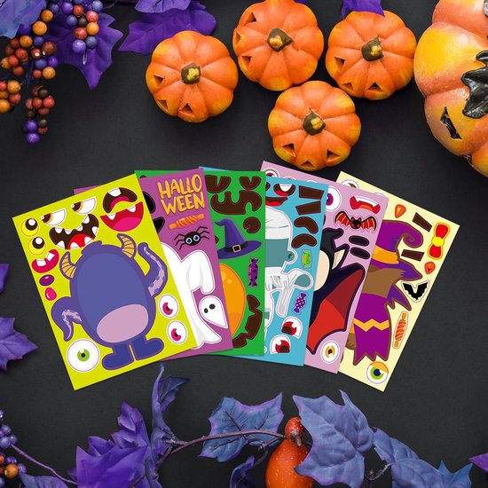 Halloween Stickers, 12 Vellen Halloween Party Games Stickers voor ...