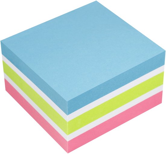 Info sticky notes - 400 vel - 75x75mm - wit, blauw, groen, roze - IN ...