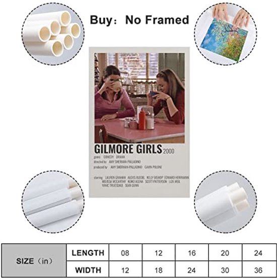 Vintage Gilmore Girls 90s Poster op Canvas voor Kamerdecoratie ...