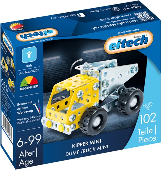 Eitech® Bouwdoos – Mini Kiepwagen Bouwset – 102-delig – Metalen bouwpakket met... | bol