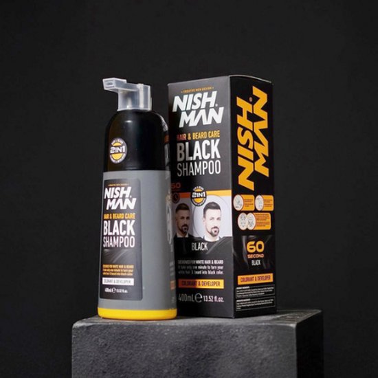 Nish Man Hair & Beard Care Black Shampoo - 400ml | bol
