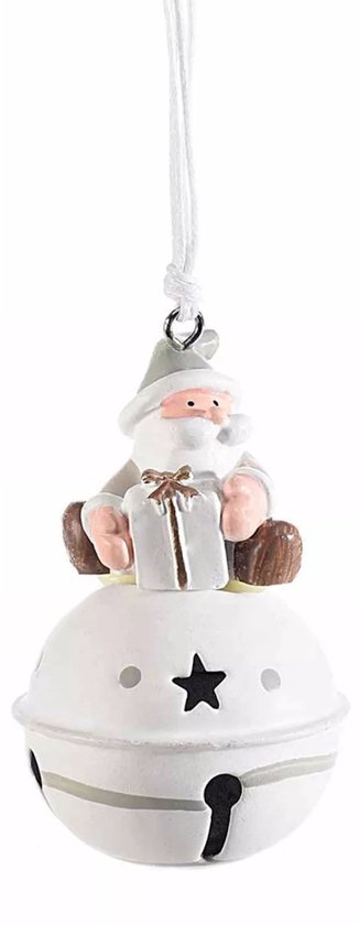 Metalen Kerstbel met Kerstman en Cadeau van kunsthars ...