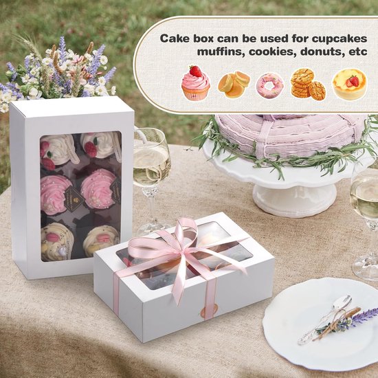 Boîtes à cupcakes pliables avec fenêtre et insert - pâtisserie ...