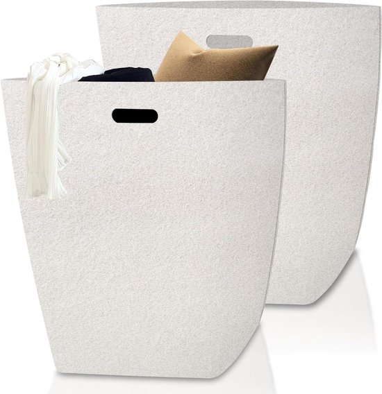 Opvouwbare Wasmand - Set van 2 stuks - 90 liter - Beige - Draagbaar ...