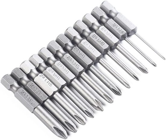 Allecto Plus - Set van 12 Phillips Kruiskop Schroevendraaier Bits met 1 ...