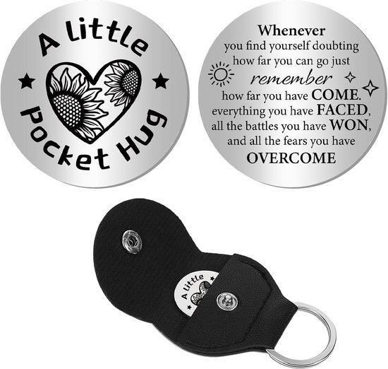 Little Pocket Hug Key Ring - Inspirerende Muntjes - RVS - Dubbelzijdig ...