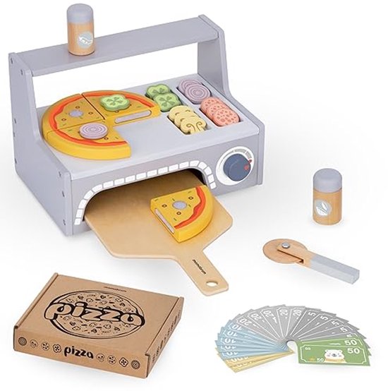 Houten Pizza Bakset voor Kinderen - Pizza Oven Set met Snijplank ...