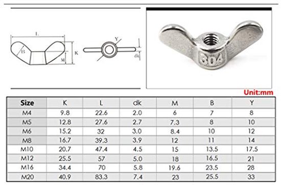 304 Stainless Steel Wing Nut Set Butterfly Nut Hand Turn Fastenings ...