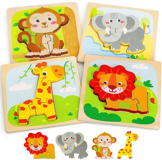 Houten Puzzels Voor Peuters Van 2-4 Jaar, Montessori-speelgoed Voor ...