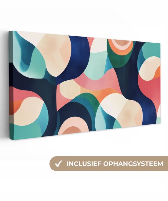 Canvas schilderij 60x30 cm - Exclusieve wanddecoratie Abstract - Blauw ...