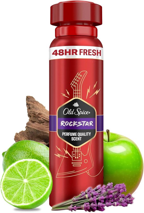 Old Spice Rockstar Deodorant Spray - 48 uur fris - 0% Aluminiumzout ...