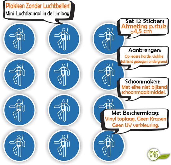 Jerma - Valbeveiliging verplicht - ISO norm - pictogram stickers - set ...
