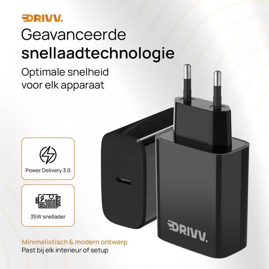 Drivv. USB C Oplader 35W - Snellader USB C - Power Adapter | bol