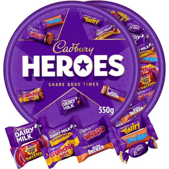 Cadbury Heroes Tub - (UK) 550g - Creme Egg-Caramel-Eclairs-Dairy Milk ...
